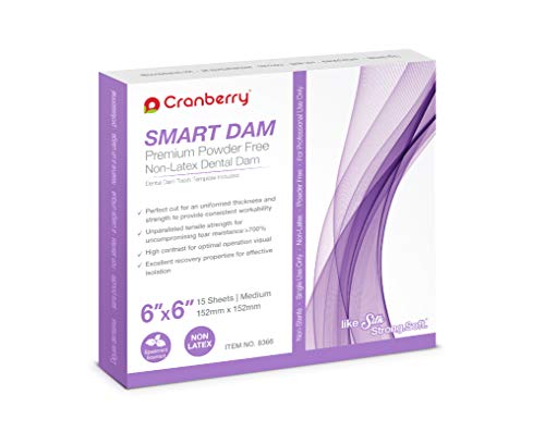 Cranberry CR8366 Smart Dam Non-Latex Powder-Free, Spearmint Scented, Medium Gauge, 6x6, Lavender (Pack of 15)