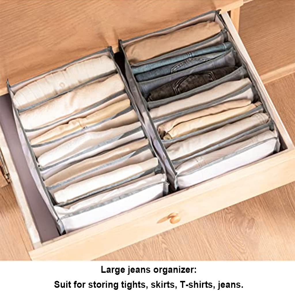 Dongyue 6 Grids Wardrobe Clothes Organizer Jeans Wardrobe Organizer Washable Mesh Kids Drawer Organizer suit for Kid Clothes,Underwear,Socks (White, Small)