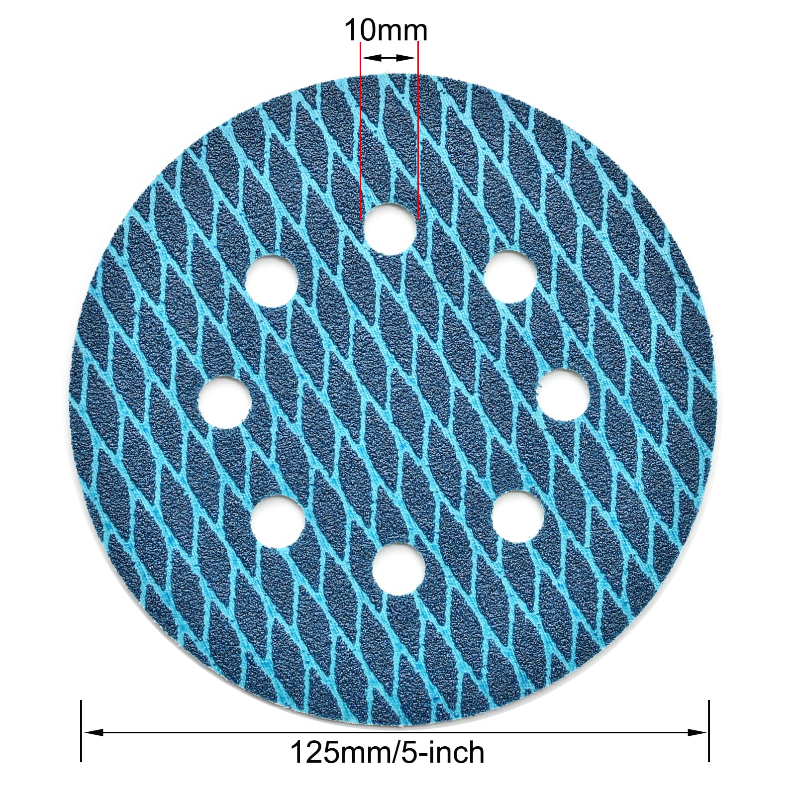 Aiyard 5-Inch 8-Hole Diamond Shape Sanding Discs, 60/80/120/150/180/240/320/400 Assorted Grits Hook and Loop Sandpaper, 80-Pack