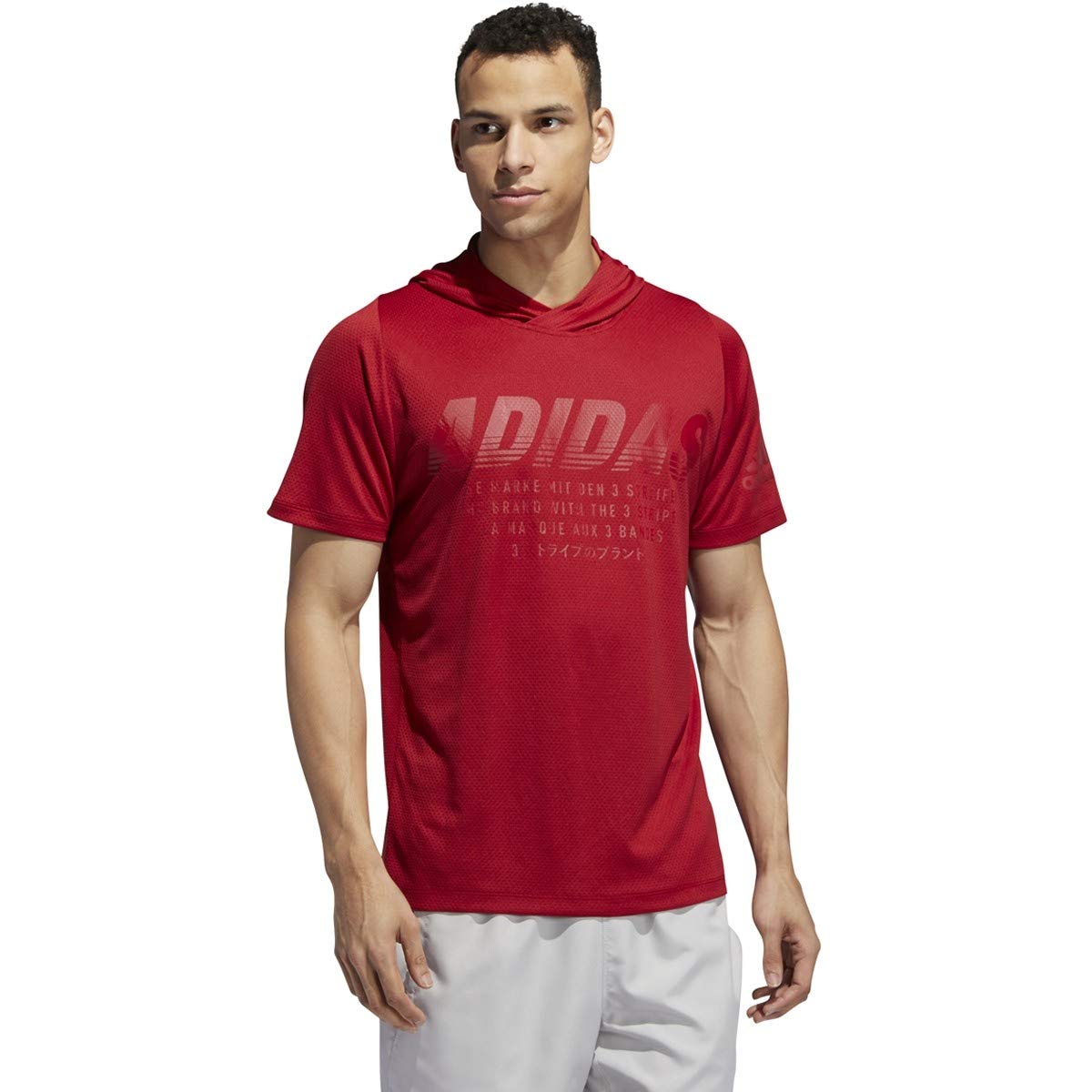 adidas Men's FreeLift Daily Hoodie Tee, Active Maroon, Medium