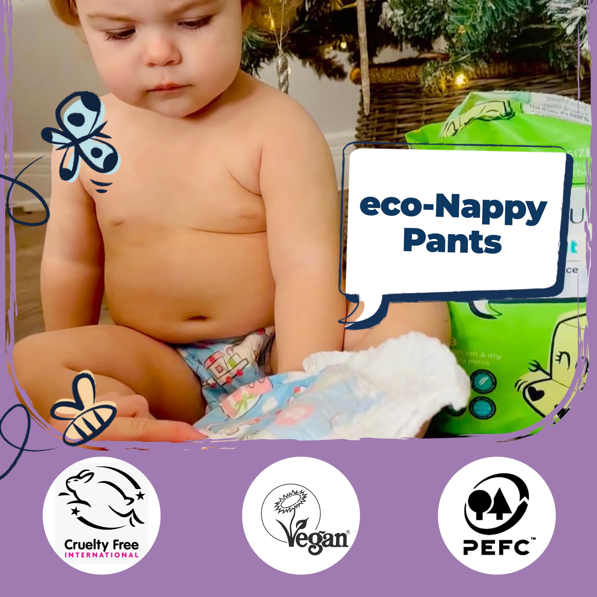 Mum & You Nappychat Premium Performance Eco Diapers, Size 3 (42 Diapers) Smart Tube Technology. Leak Protection. 100% Recyclable. Hypoallergenic, Dermatologically-Tested. No Lotion, Perfume or Dyes.