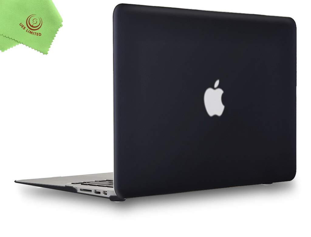 MacBook Air 13 inch Case, UESWILL Smooth Soft-Touch Matte Hard Shell Case Cover for 2008-2017 MacBook Air 13 inch (Model A1466 / A1369) + Microfibre Cleaning Cloth, Black