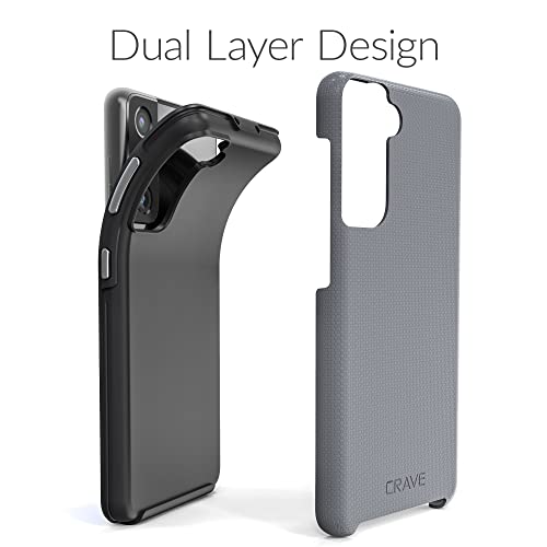 Crave Dual Guard for Galaxy S21 Case, Shockproof Protection Dual Layer Case for Samsung Galaxy S21, S21 5G (6.2 inch) - Slate