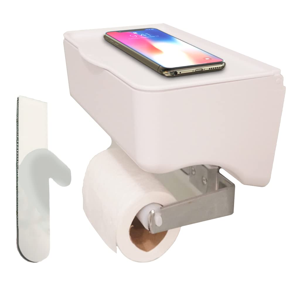 Storage Theory Bathroom Wipes Holder Dispenser with Shelf β Restroom Organizer & Toilet Wipe Holder for Bathroom Must Haves β Tool Free Wall Mounted Storage Baby Wipe Container White β 1 Pack