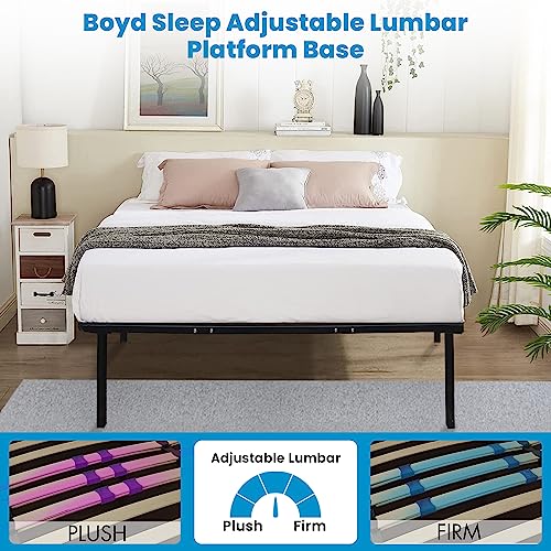 Boyd Sleep 14" High Metal Platform Bed Frame with Wood Slat Support, Adjustable Lumbar Zone from Firm to Plush, No Box Spring Required, Easy Assembly, Under Bed Storage Space, Size California King