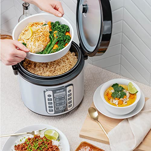 Aroma Housewares AROMA® Professional 20-Cup (Cooked) / 5Qt. Digital Rice Cooker, Steamer, and Slow Cooker Pot with 10 Smart Cooking Modes, Including Sauté-then-Simmer®