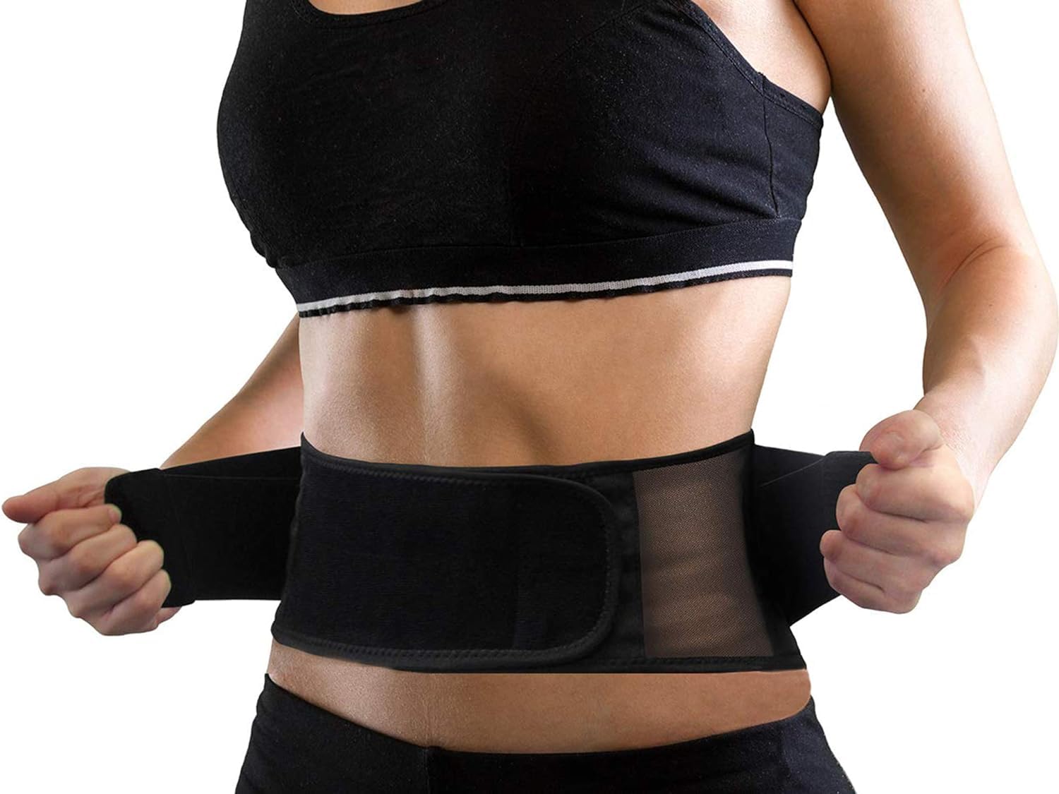 AllyFlex Sports® Lightweight Back Brace for Men & Women Under Uniform, Dual Medical 3D Lumbar Pads for Lower Back Pain Relief, Breathable Mesh with Adjustable Stapes for Back Stress - M
