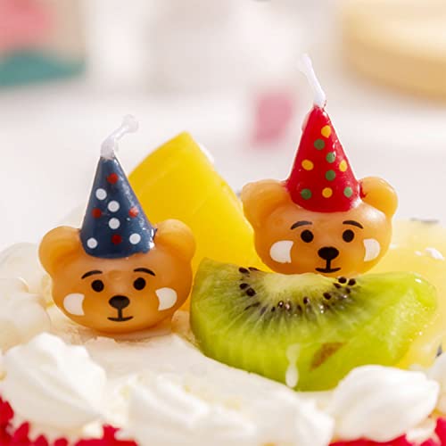 Bear Birthday Candle yyangz 4PCS Cute Cartoon Bear with Birthday Hat Candles Set for Birthday Cake Decoration Bear Theme Party Supplies,Bear Candles