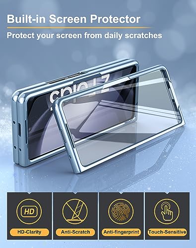 DDJ for Samsung Galaxy Z Fold 5 Case, Hard PC Bling Diamond Rhinestone Elegant Case for Women Girls,Anti-Scratch Shockproof Sparkling Case for Galaxy Z Fold 5,Blue