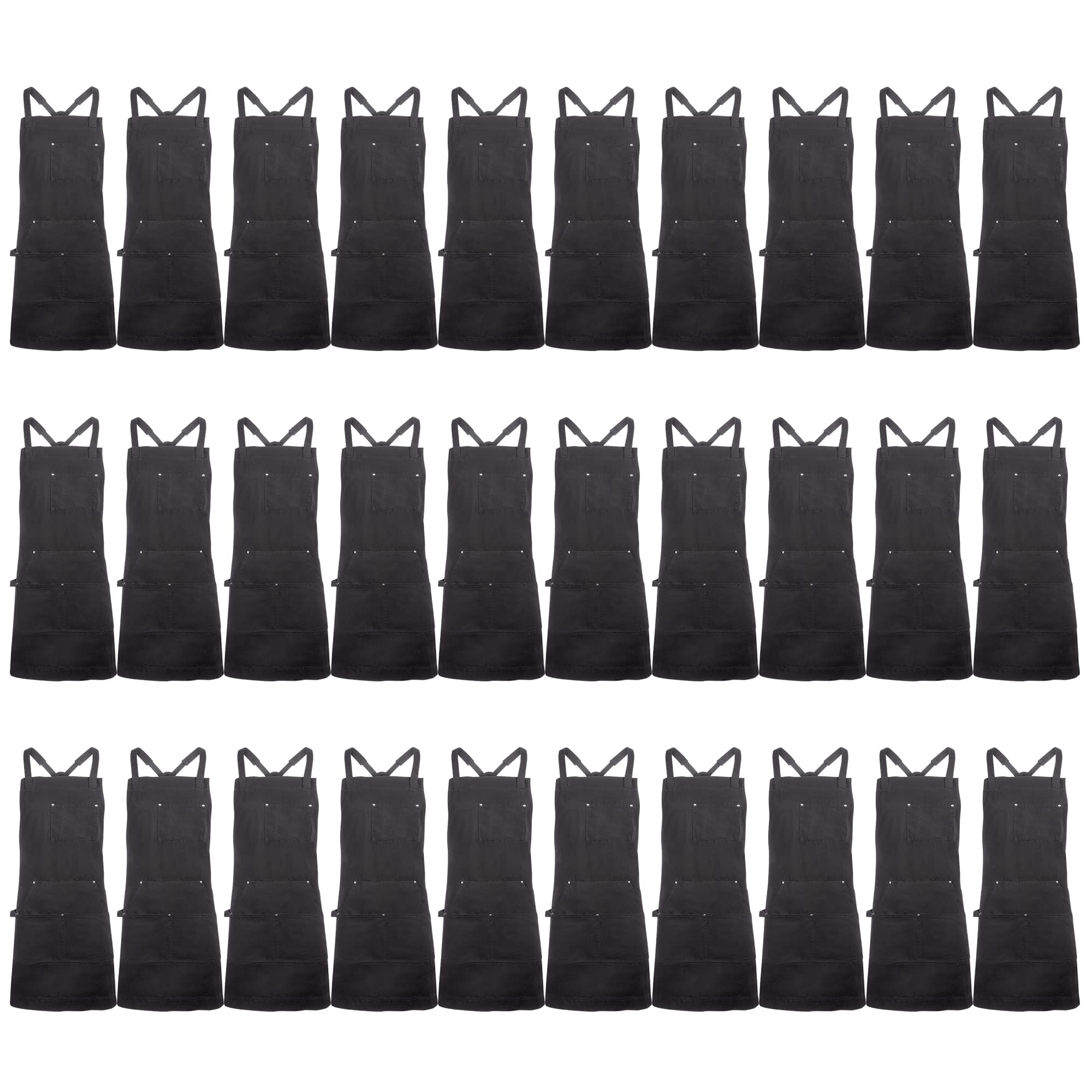 ARMOR GEAR 30 Bulk Pack Commercial Restaurant aprons with pockets catering supplies black apron for Server Chef Cooking Kitchen Bartender + more. Washable.