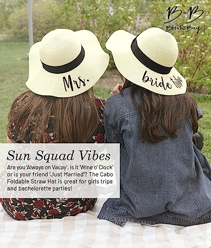 Brook + Bay Embroidered Summer Hats for Bachelorette Party - Floppy Sun Hats for Bridal Shower - Women Beach & Vacation Hat Hello Sunshine