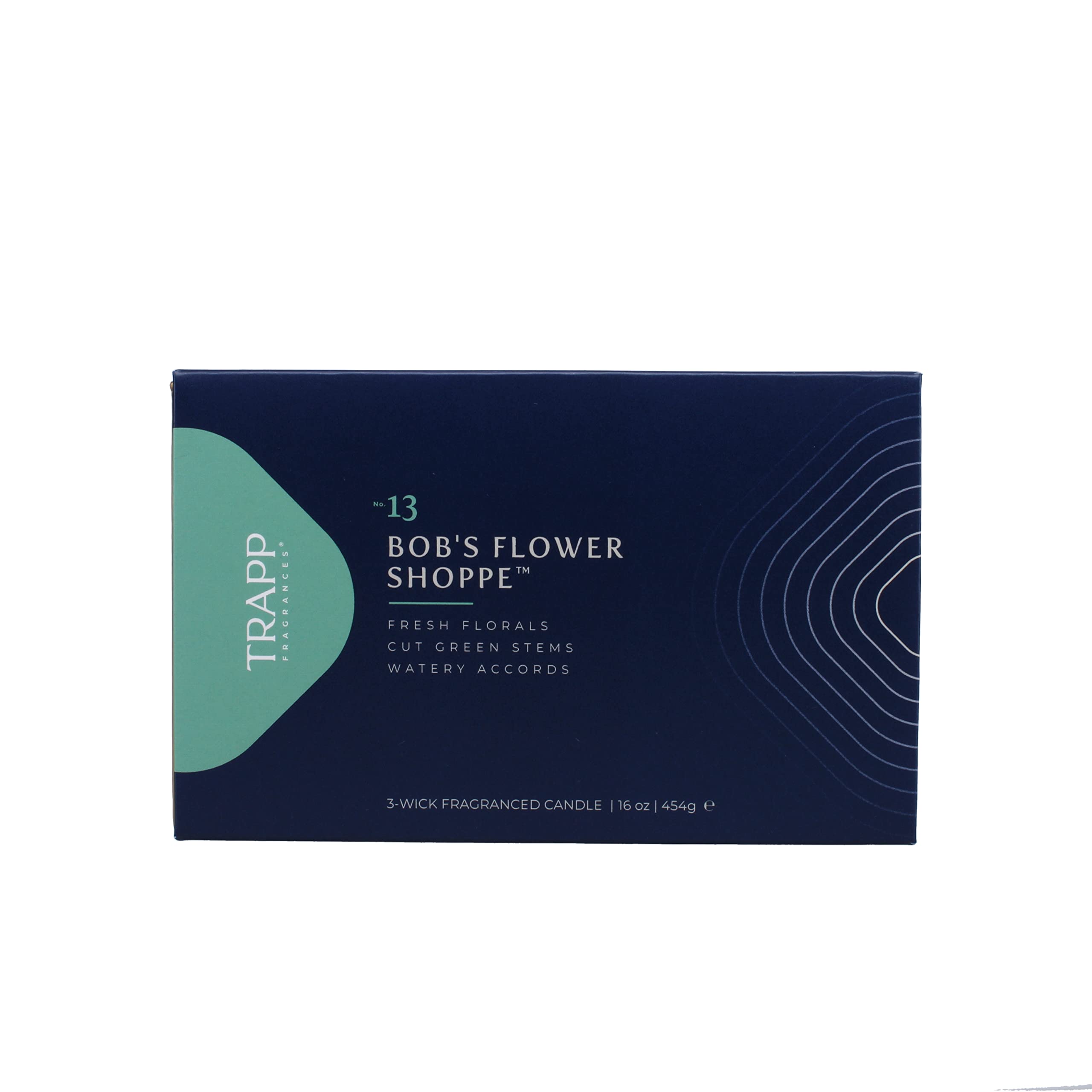 Trapp - No. 13 Bob's Flower Shoppe - 16 oz. 3-Wick Candle - Aromatic Home Fragrance with Floral Scent of Fresh Florals, Cut Green Stems, & Watery Accords Notes - Soy Wax Blend