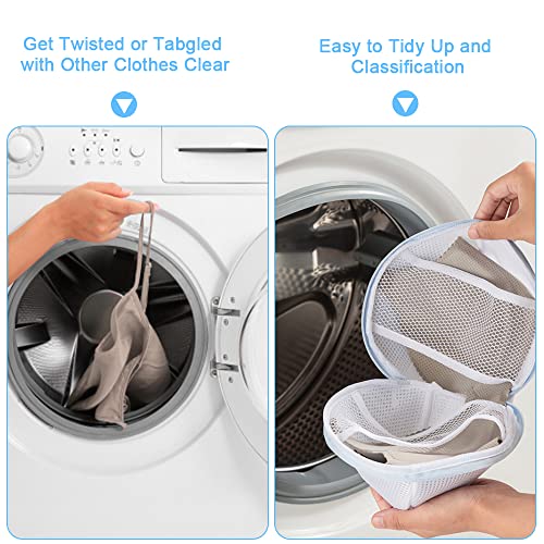 Bra Wash Bags, iDeep 3Pcs Thicken Mesh Lingerie Bra Washing Bag with Zipper for Washing Machine,Bra Laundry Bag for Bras Lingerie, Laundry,Stocking,Underwear and Delicates