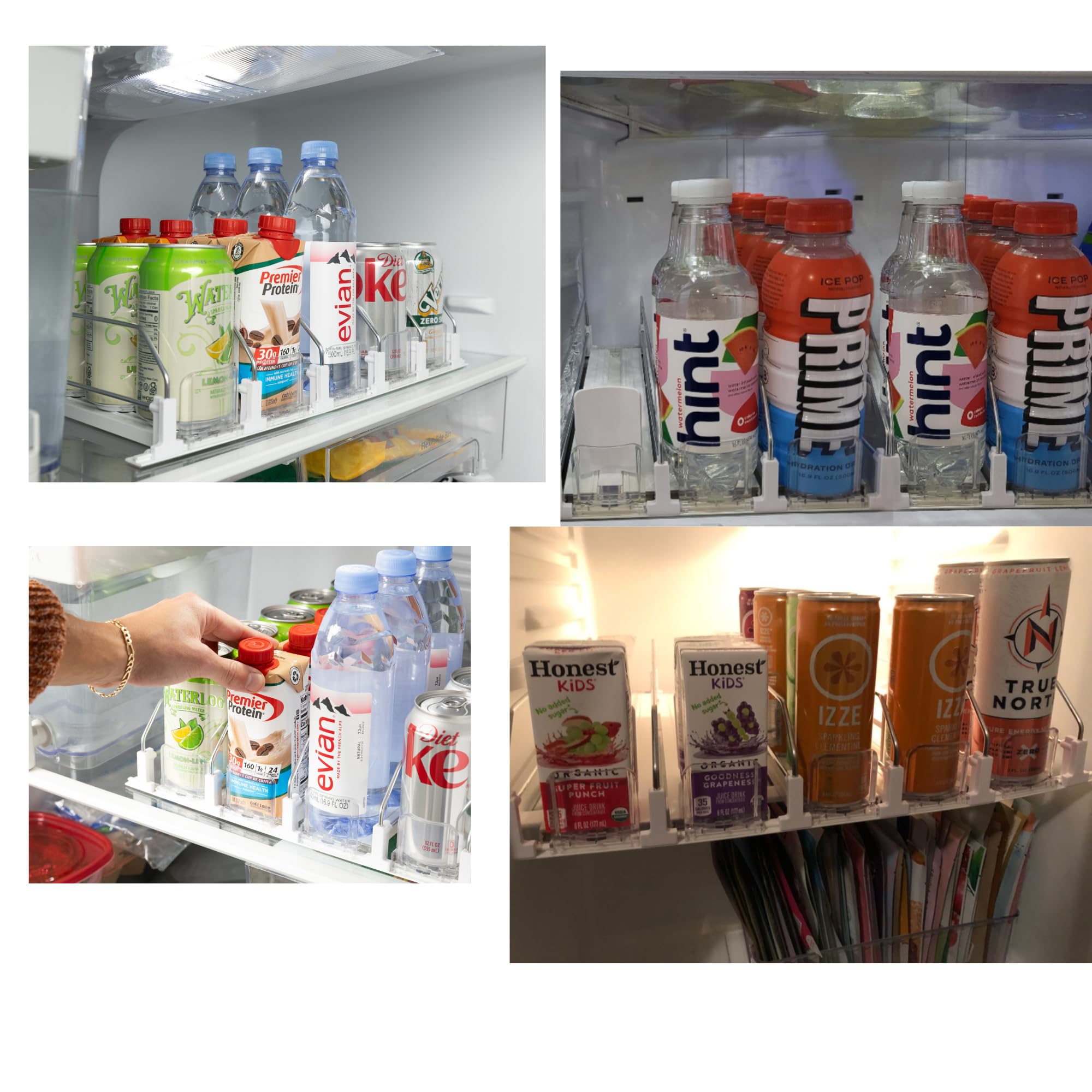 Drink Organizer for Fridge, Upgraded Self Pushing Fridge Drink Organizer, Automatic Drink Dispenser for Fridge-Holds up to 25 Cans - Accessories Included