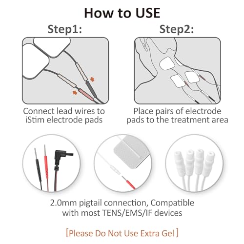 iStim Super Soft 2"x2" TENS Unit Electrodes for TENS Massage EMS Unit/Muscle Stimulator - 100% Japanese Gel - 16 Pieces Reusable Electrode Pads (2"x2"- 16 Pieces - Black)
