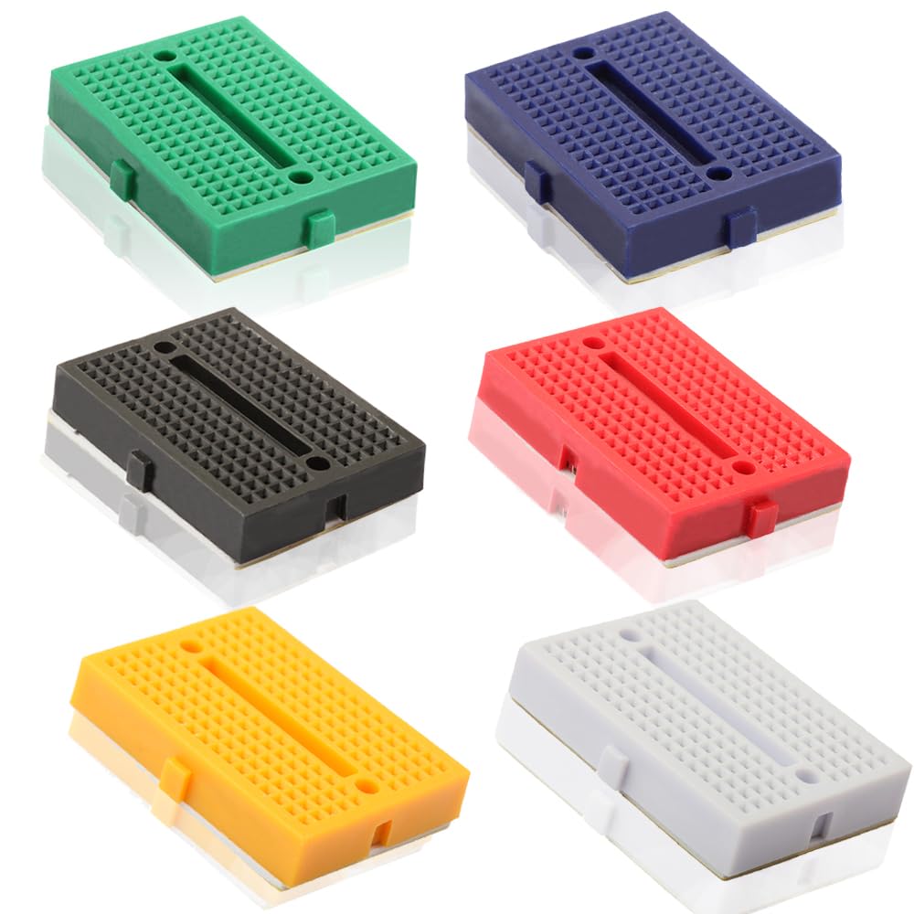 6pcs Solderable Breadboard Mini PCB Board with170 Tie Points SYB-170 Solderless Prototype Kit for DIY Electronics Projects(6 Different Color)