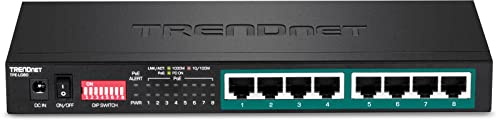 TRENDnet 8-Port Gigabit Long Range Poe+ Switch, TPE-LG80, 65W Poe Budget, Ethernet/Network Switch, Long-Range Poe+ Extends Range Up to 200M (656 ft.), 16 Gbps Switching Capacity, Lifetime Protection
