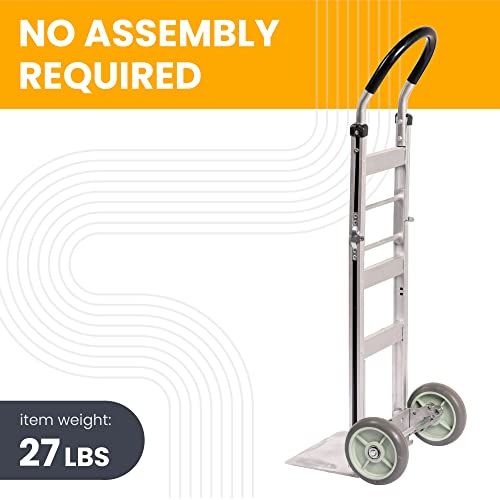 HaulPro Fully Assembled Foldable Hand Truck with 8" Mold-On Rubber Wheels β Horizontal Loop Handle. 500 Lb. Capacity Dolly for Travel, Moving and Office Use | 14 X 7.5 Extruded Aluminum Nose Plate