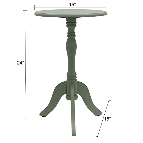Decor Therapy Simplify Round Pedestal Accent Side Table, 24" x 15" x 15", Antique Arctic Blue