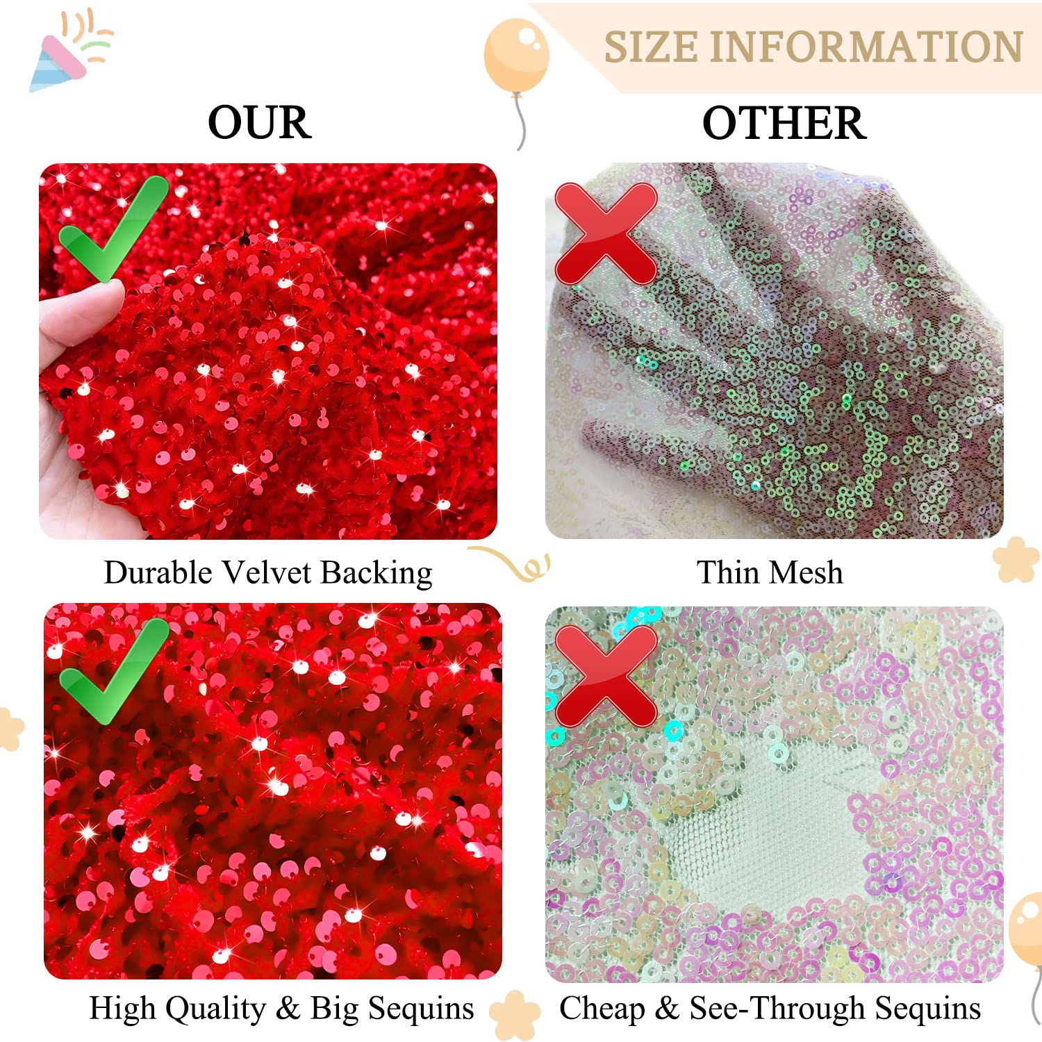 Sequin Fabric Red Glitter Fabric Stretch Velvet Fabric by The Yard 1 Yard Mermaid Sequins Fabric Large Sequins Christmas Fabric for Sewing Dress Sparkly Fabrics for DIY Making Outdoor Polyester Cloth