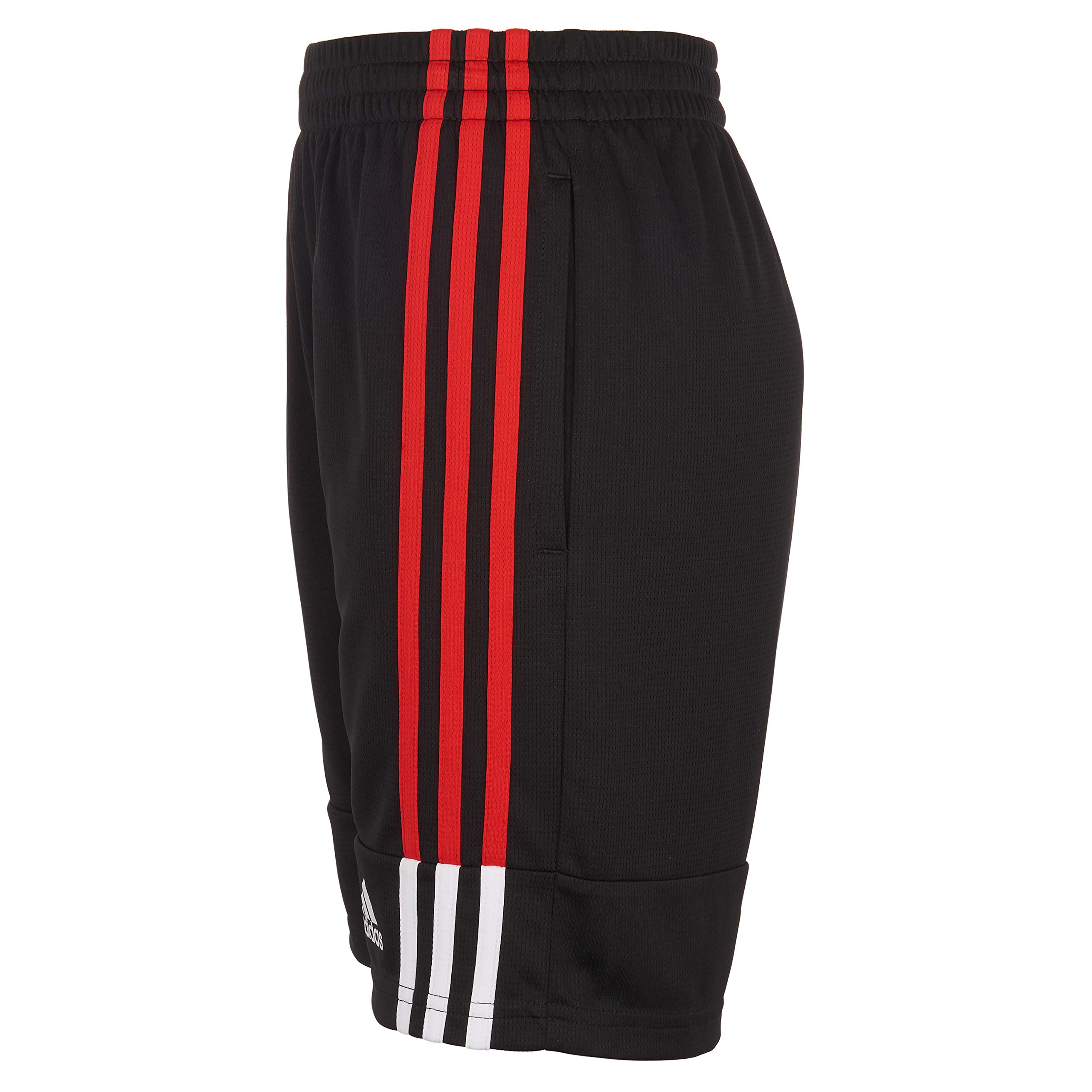 adidas boys Clashing 3-stripes Shorts, Black With Vivid Red, 8-15 Years US