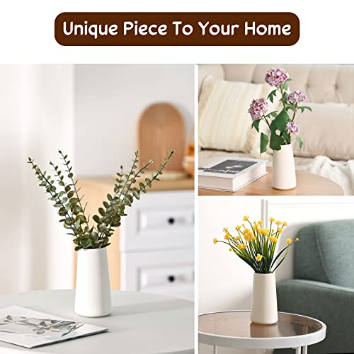 CUCUMI Ceramic Vase, Flower Vase Minimalism Style for Modern Table Shelf Home Decor, White Vase for Fireplace Bedroom Kitchen Living Room Centerpieces Office Desk Wedding Party Housewarming Gift