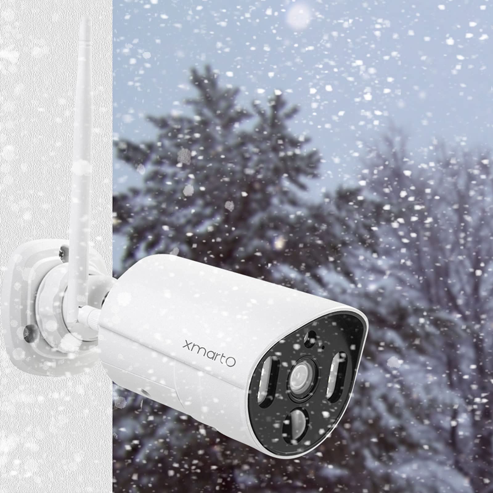 XMARTO Thermal-Detect Wireless Home Security Camera 2-Pack,2K HD WiFi Cameras,Flood Light Color Night Vision,2-Way Audio, 1-Tap Siren (24/7 Surveillance,Save to SD,NVR or Cloud, ww. Alexa, WP2K34-Q2)