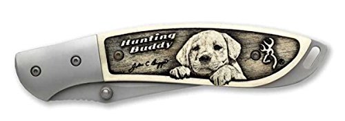 Browning Lab Puppy Limited Folding Knife,3.375in,Stainless Blade,White Smooth Bone Handle 322904