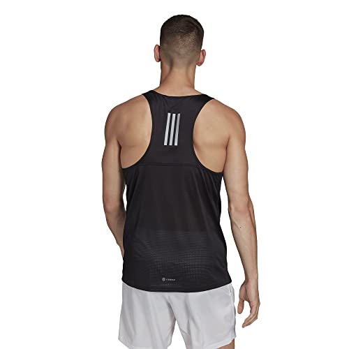 adidas Men's Own The Run Singlet, Black/Reflective Silver, Small