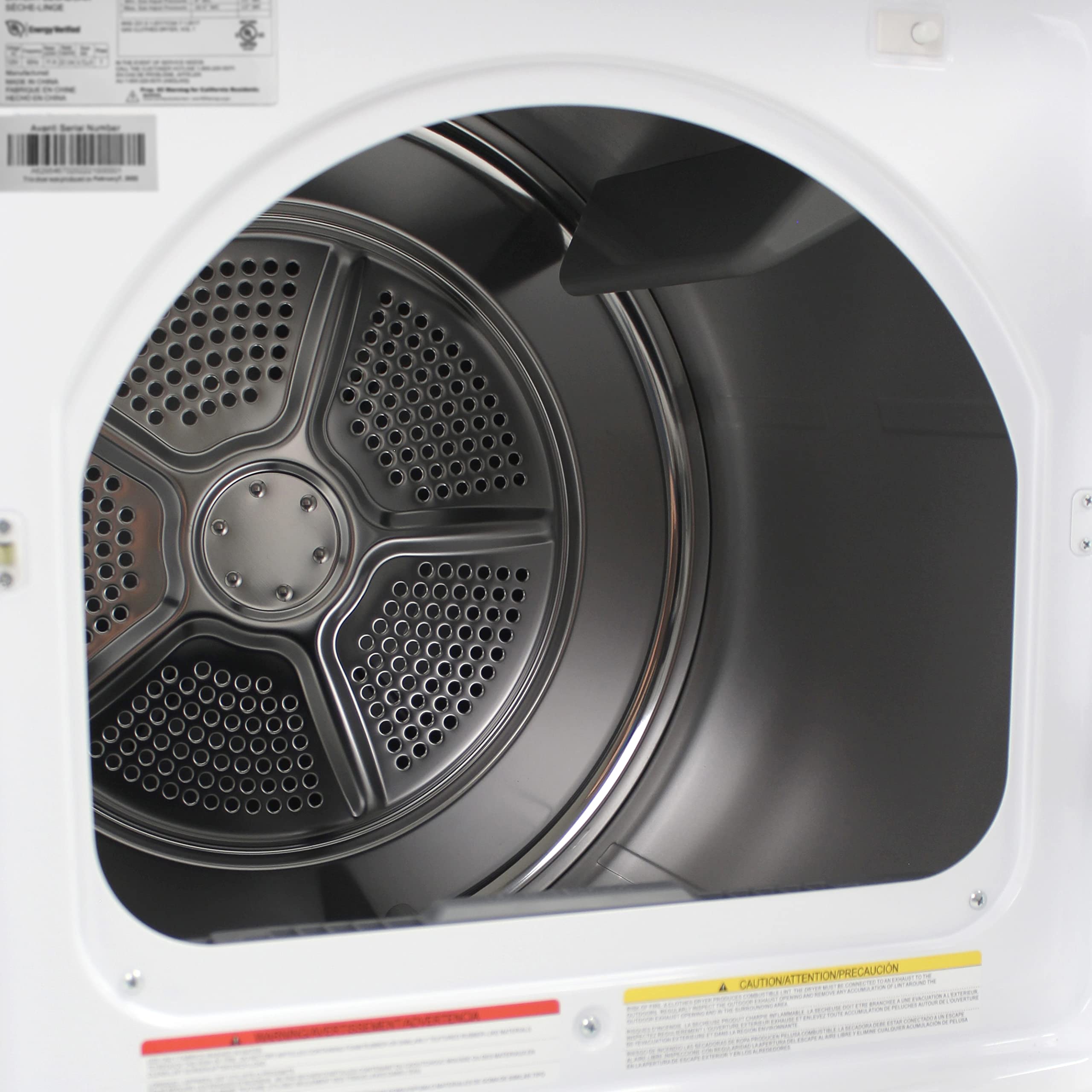 Avanti Front Load Free Standing Natural Gas Clothes Dryer Machine, Full Size 10 Automatic Cycles with Dryness Settings and Reversible Door Option, 6.7 cu.ft. , White