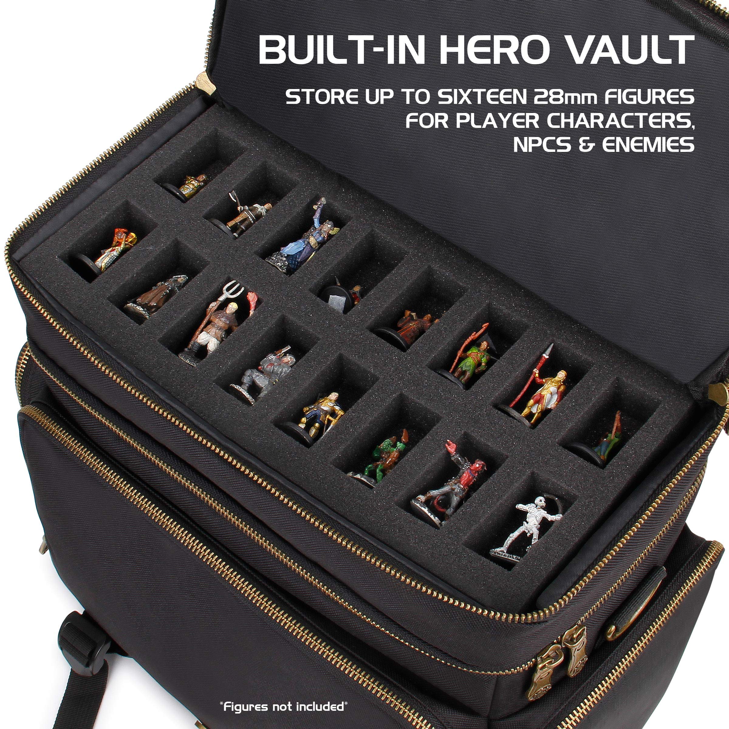 ENHANCE RPG Dungeons and Dragons Table Games Travel Bag with Miniatures, Padded Carry Bag with Multiple Compartments with Book Compartment (4-8) and Dice and Token Pocket