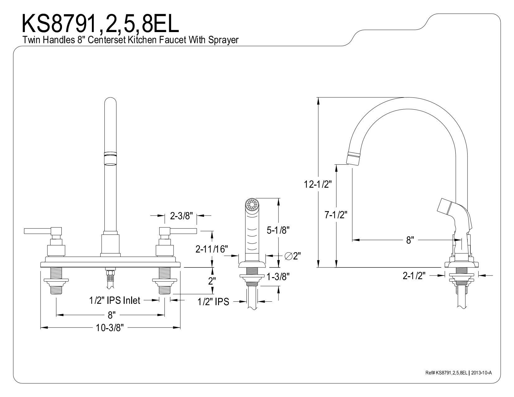 Kingston Brass KS8798EL Elinvar 8-Inch Centerset Kitchen Faucet, Brushed Nickel
