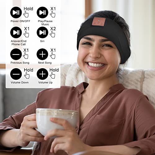 BULYPAZY 2pcs Sleep Headphones Bluetooth Headband, Wireless Headphones with Ultra-Thin Speakers Perfect for Side Sleepers, Insomniac, Sleeping, Nap, Travel, Meditation(Black&Grey)