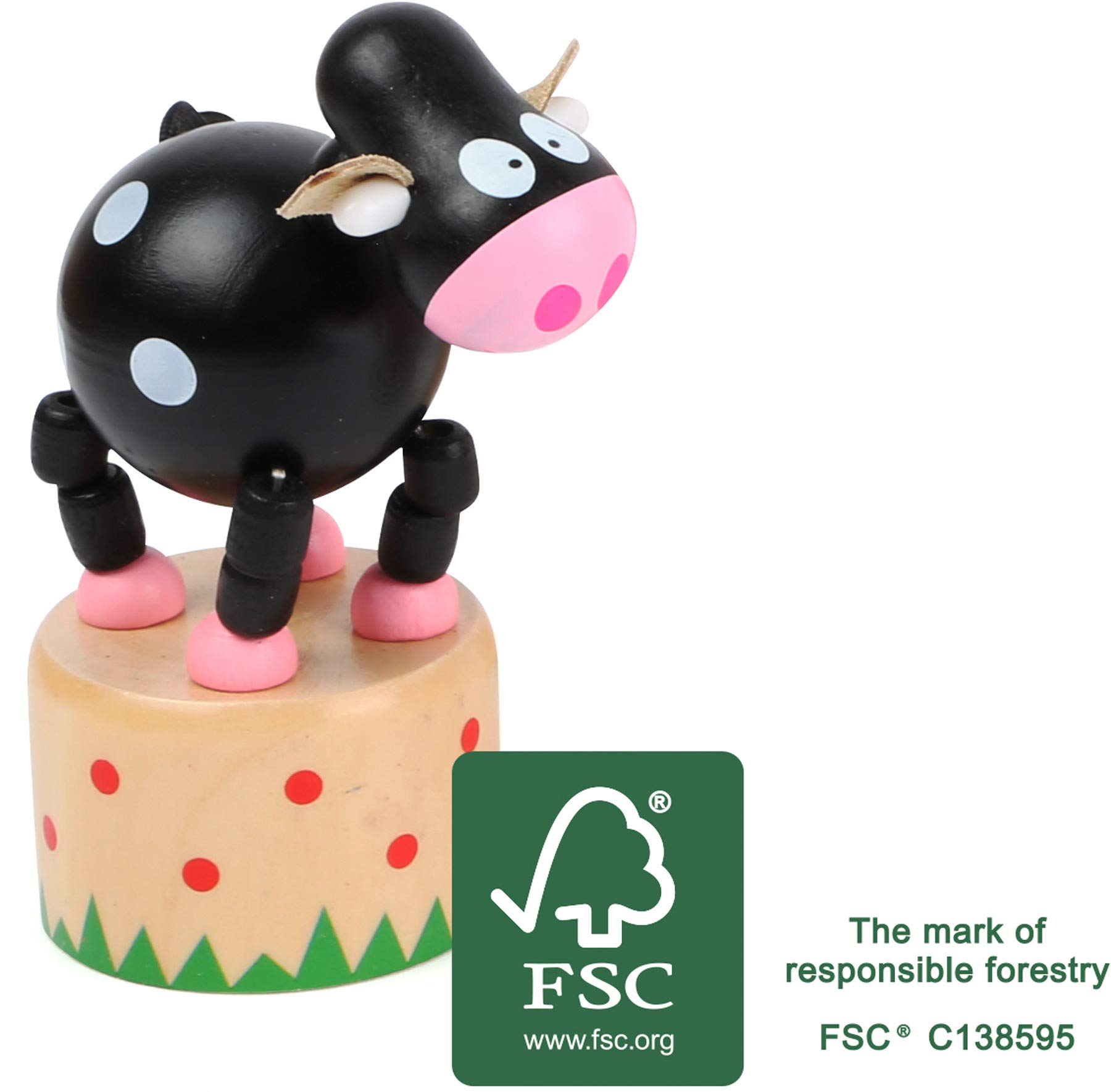 small foot wooden toys Cute Dancing Cow Toy Designed for Children Ages 3+, Multi