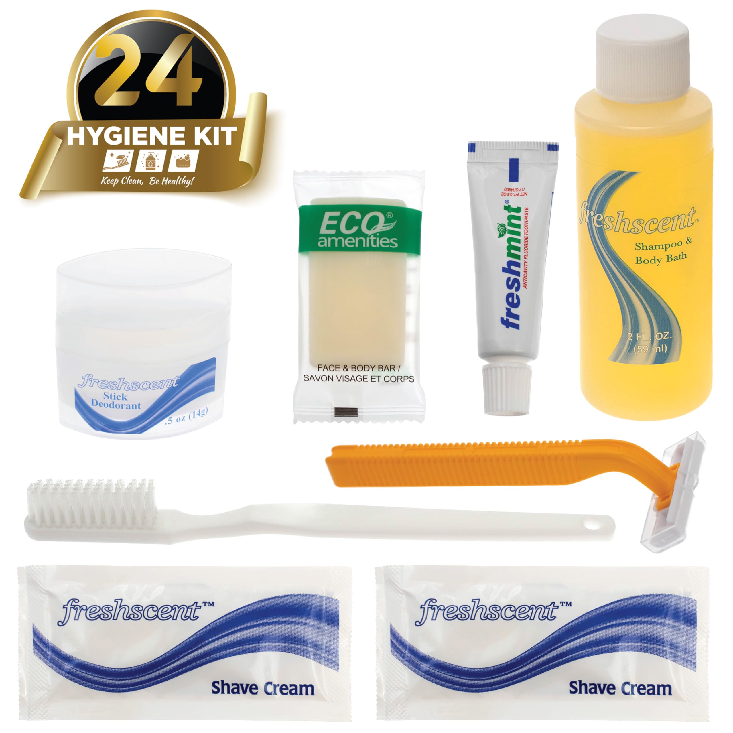 Moda West 24 Kits - Bulk Case of Wholesale Adult Basic Toiletries for Men, Women, Travel, Charity