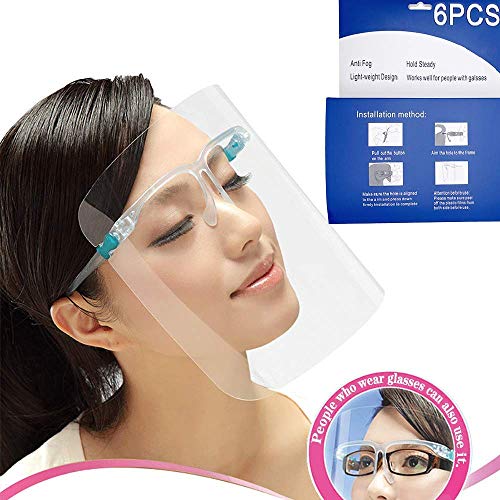 6 Pack All-Round Cap with Clear Wide Visor Spitting Anti-Fog Lens, Lightweight Transparent Shield with for Men Women