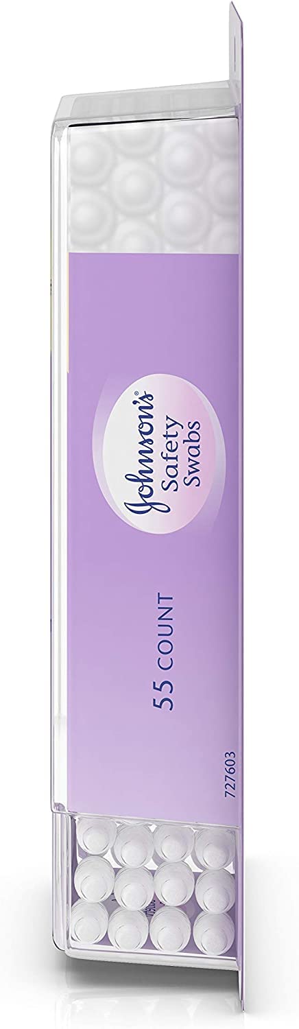 Johnson's 008256OurBundle Non-Chlorine Bleached Safety Ear Swabs for Babies and Children, 55 ct ( Pack of 2)