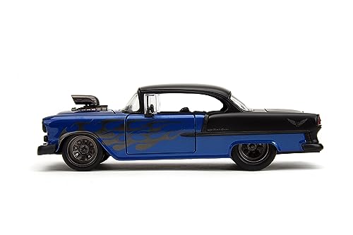Big Time Muscle 1:24 1955 Chevy Bel-Air Die-Cast Car, Toys for Kids and Adults(Blue/Black)
