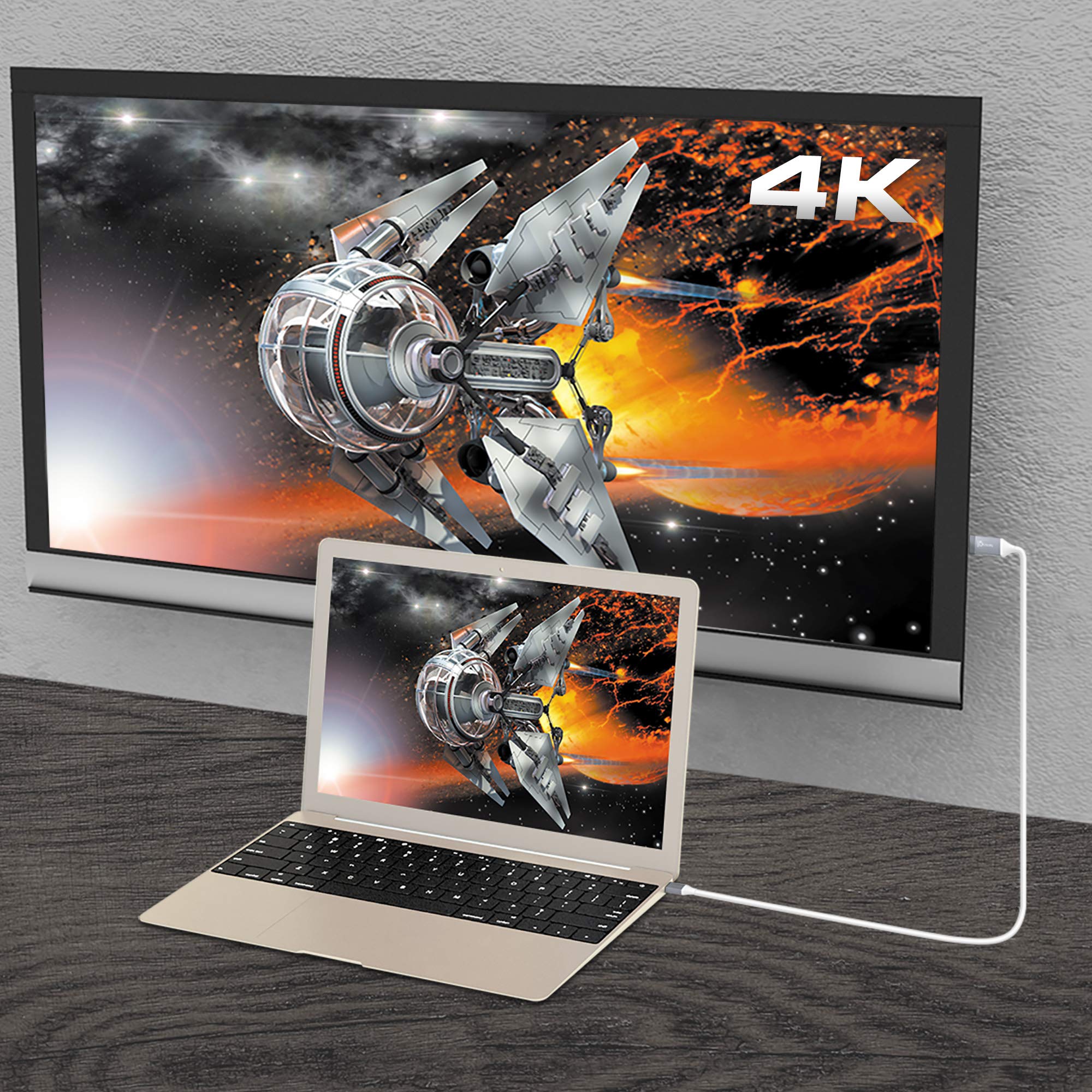 j5create USB Type C to 4K@60Hz HDMI 6ft Cable with HDMI ATC Certificate,Compatible with Thunderbolt 3/4, MacBook Pro/Air, iPad Pro, iPad Air 4, ChromeBook and More (JCC153G)