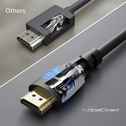 HDMI Cable 8K / 4K – 1ft – with A.I.S Shielding – Designed in Germany (Supports All HDMI Devices Like PS5, Xbox, Switch – 8K@60Hz, 4K@120Hz, High Speed HDMI Cord with Ethernet, Black) by CableDirect
