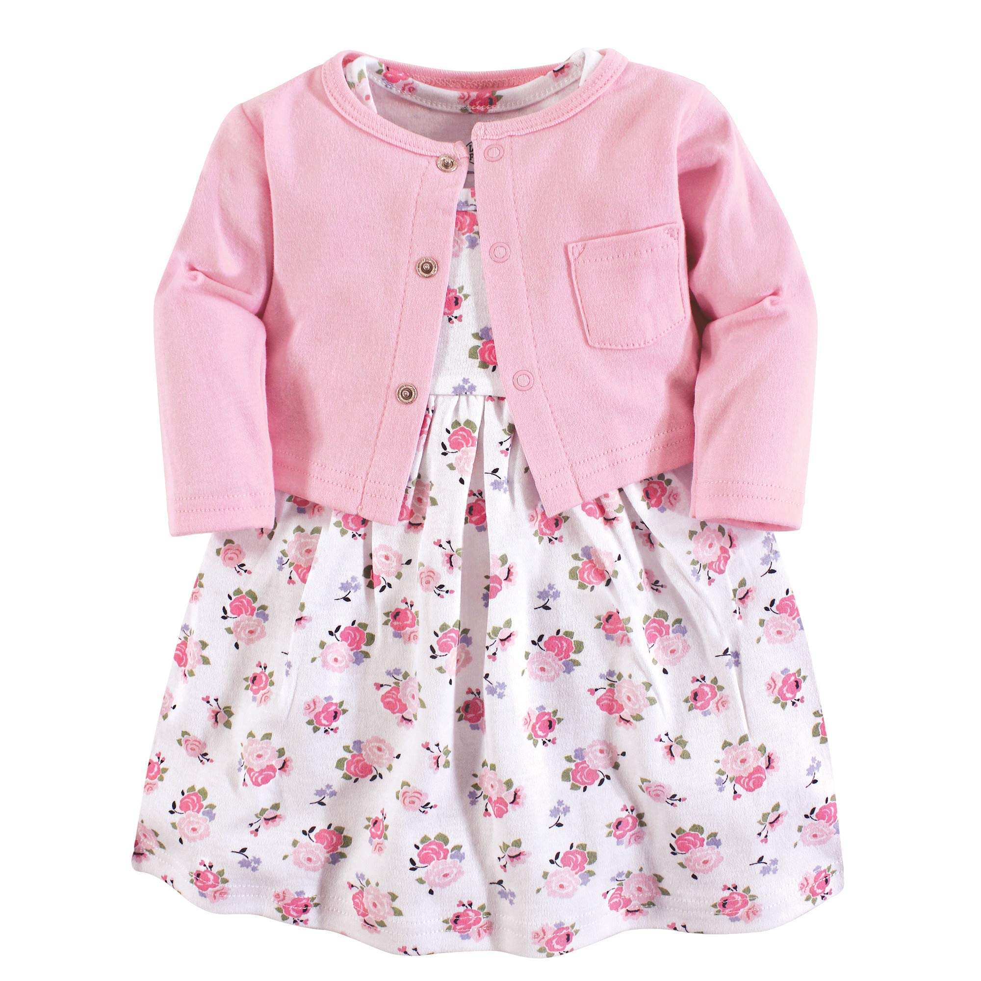 Luvable Friends baby girls and Cardigan Casual Dress, Pink Floral, 5T US