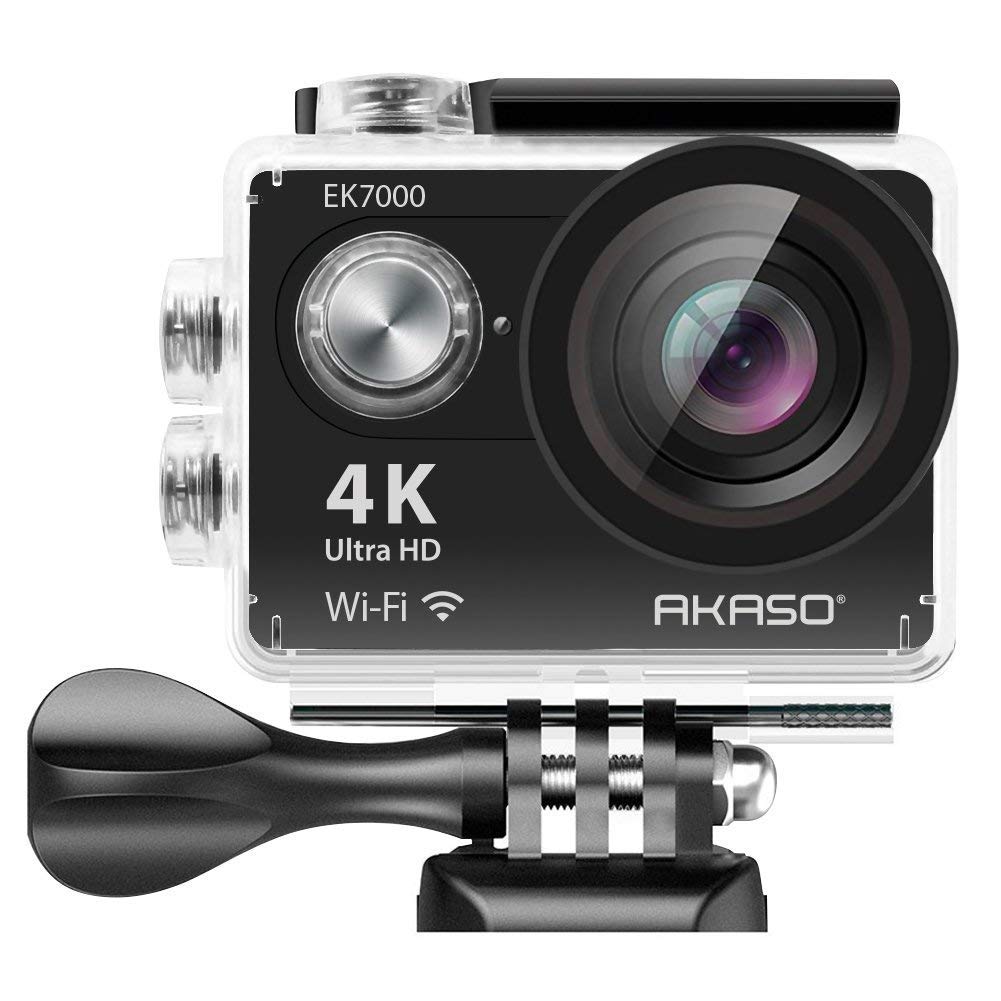 AKASO EK7000 4K Video WiFi Action Camera Ultra HD Waterproof DV Camcorder 12MP 170 Degree Wide Angle LCD (Black) with Wireless Remote Custom Case Memory Card Sports Camera Starter Kit