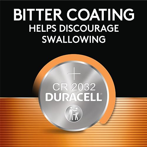 Duracell CR2032 3V Lithium Battery, Child Safety Features, 6 Count Pack, Lithium Coin Battery for Key Fob, Car Remote, Glucose Monitor, CR Lithium 3 Volt Cell