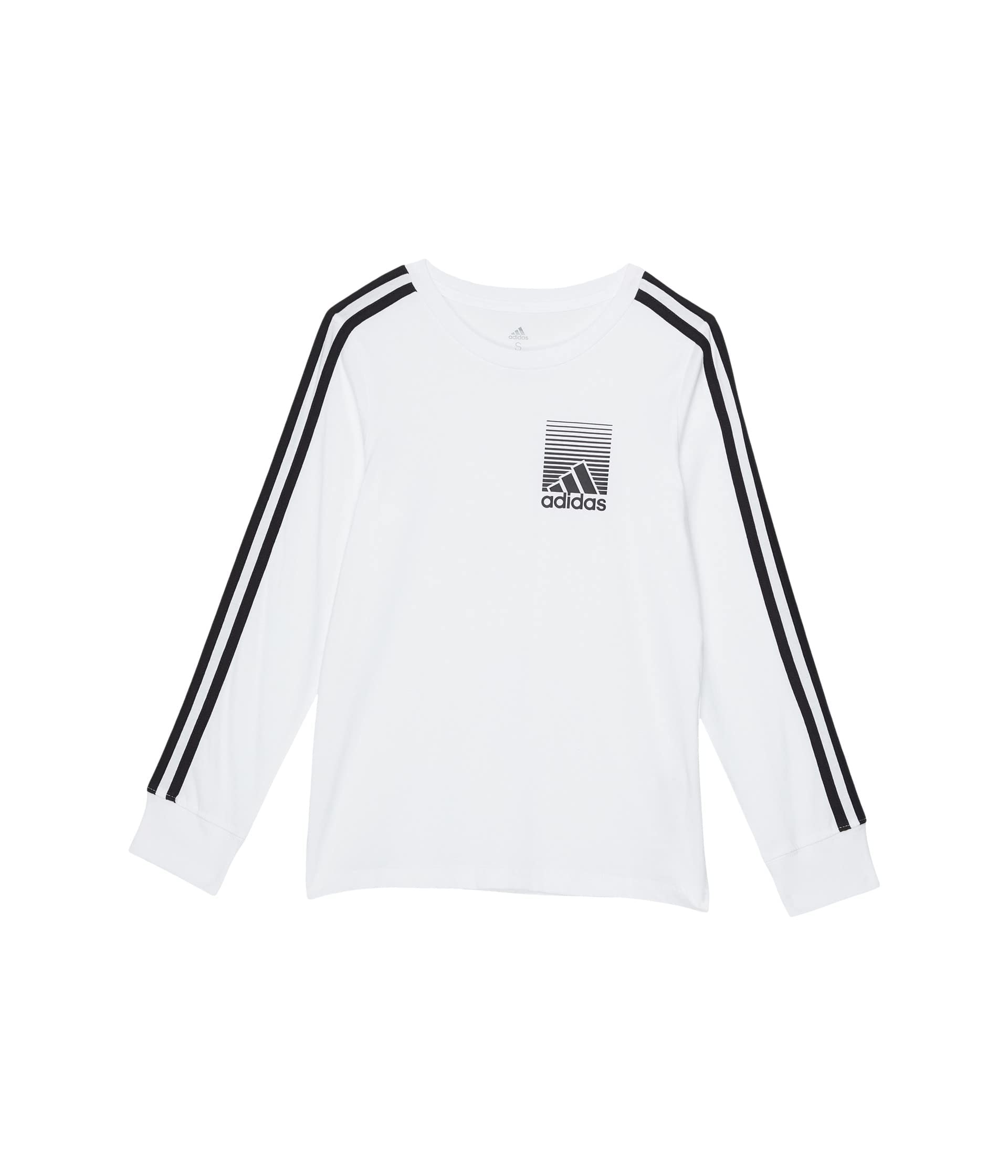 adidas Boys' Long Sleeve Cotton T-Shirt 3-Stripes Tee, Royal Blue, Medium (10/12)