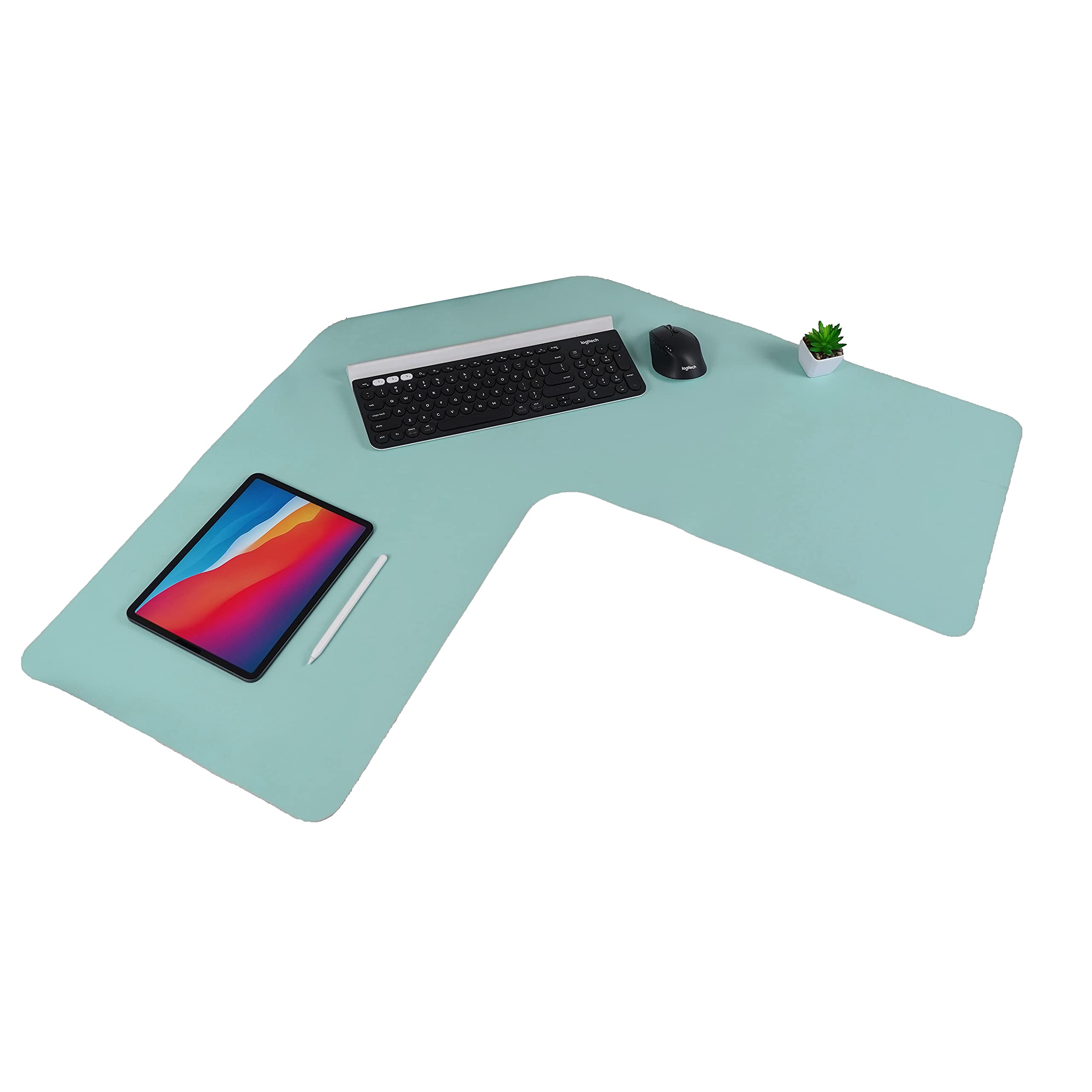 Con-Tact Brand XL Corner Desk Pad | Waterproof Anti-Slip PU Leather | Large Corner Computer Workstation Protection | Mouse Pad Gaming Pad | 36" X 15.7" L Shape | Dual Sided (Blue/Purple)