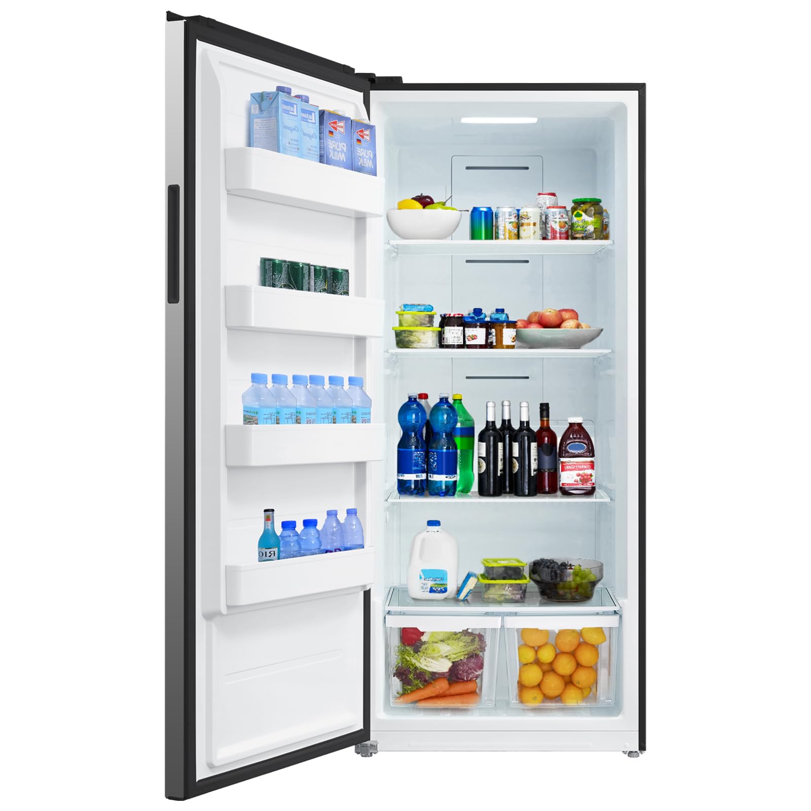 Techomey Left Hinged Standing Upright freezers 21 cu.ft, Garage freezer/refrigerator 115v, Quick Freeze, Dual modes, Recessed Handle Single Door, Stainless Steel