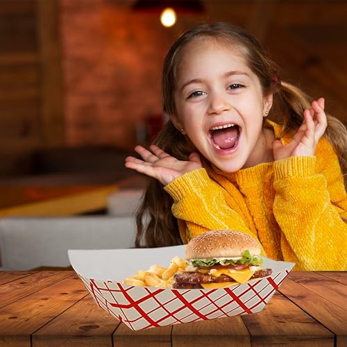 Concession Essentials 1lb Paper Food Trays. Heavy Duty, Grease Resistant. 1 Lb Paper Food Trays.50 Pack. Perfect for Carnivals and Concession Stands.