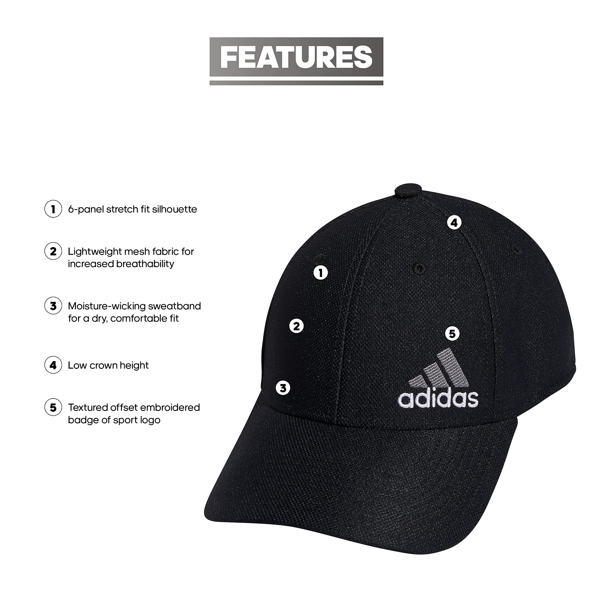 adidas Men's Release 3 Structured Stretch Fit Cap, Onix Grey/Blue Rush/Clear Grey, Large-X-Large