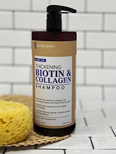 Joanne Jones Thickening Biotin & Collagen Shampoo, 960ml/32 fl oz, Noticeably Thicker and Fuller Looking Hair, Cruelty Free, Paraben Free