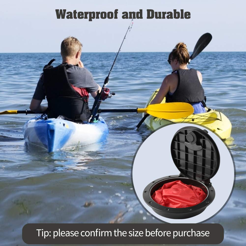 Anndason 8'' Black Deck Plate Kit Deck Hatch with Storage Bag for Fishing Kayak Boating